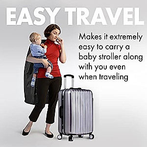 Stroller Travel Bag for Airplane Gate Check – Protective Airport Approved Baggage Gate Check Storage Sack for Traveling with Standard or Double Stroller – Easy Carrying with Padded Backpack Straps