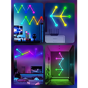 YSJ 14pack LED Wall Light, RGB Wall Lights, Hexagon Wall Light DIY Geometry Splicing Gaming Lights, Smart Glide Lively Light Bars for Gaming Room Decor and Streaming, Creative Lights with Music Sync