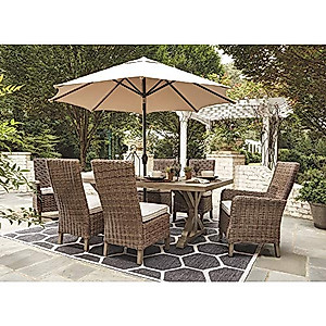 Signature Design by Ashley Beachcroft Outdoor Wicker Dining Chair Set, 2 Count, Beige