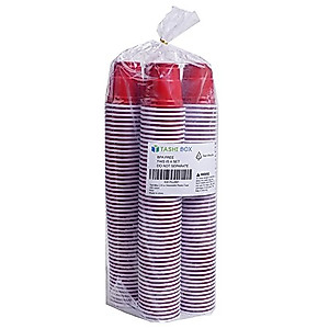 TashiBox Disposable Mini Red Shot Glasses - 2.5 Ounce - 200 Count - Mini Party Cups, Jager Bomb, Jello Shots, Sample Cups.