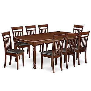 East West Furniture DOCA9-MAH-LC Dining Room Table Set, 9, Mahogany