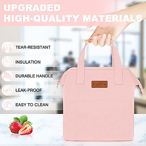 KUBYA Lunch Bag Women, Lunch Box for Women Men Insulated Lunch Bag & 1 Food Storage bag Simple Reusable Lunch Tote Bag for Work, Picnic Beach or Travel (Pink)