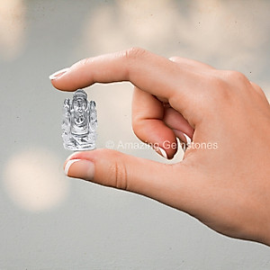 Clear Quartz Ganesha Idol - Crystal Ganesha Idol for Car Dashboard - Spiritual Home, Office and Room Table Decor Ganesha Statues Made of Crystals and Healing Stones