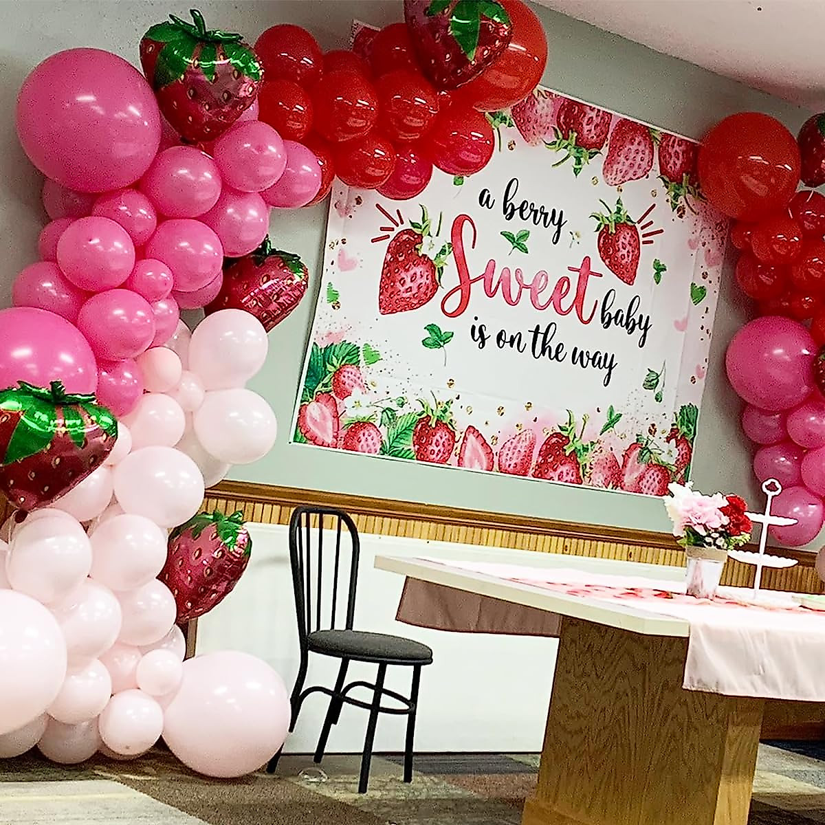 Matte Red, Light Pink, Rose Red Balloons Arch Garland - Strawberry Birthday Party Supplies Red Pink Balloons Arch Mother Day Party for Strawberry Birthday Wedding Bachelorette Valentines Party Decors