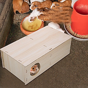 POPETPOP Guinea Pig Maze Hamster Houses and Hideouts Wood Small Animal Hideout 2 Chamber Hamster Hideout Hamster Hut Hideout Squirrel Pineapple Bed Toys Keep Warm Wooden Hamster Cage