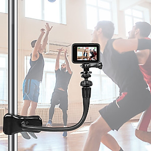 Flexible Jaws Clamp Mount for GoPro Webcam Stand Holder Desk Table Clip with 1/4” Screw Thread 360° Ball Head Compatible with Logitech Webcam/DJI Action Cameras