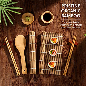 Delamu Sushi Making Kit, [Easy] Sushi Kit for Beginners/Pros Sushi Makers, Practical Bamboo Sushi Mats, Sushi Bazooka, Chopsticks, Guide & More