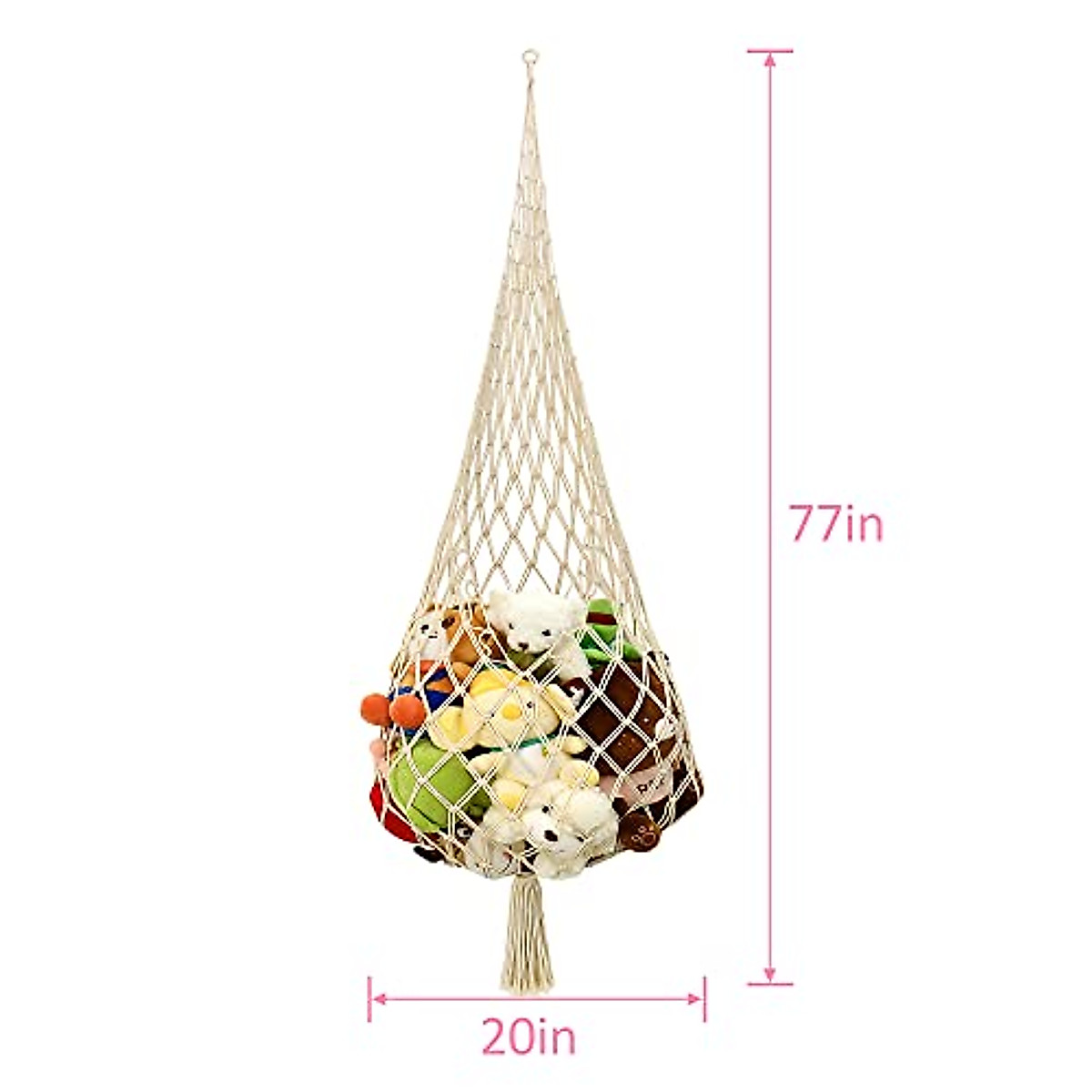 LAT LEE AND TOWN Stuffed Animal Net or Hammock Hanging Toy Net Stuff Animal Storage Hammock Organizer for Nursery Kids Room Bedroom Playroom (Beige)