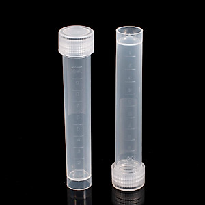 Eowpower 30 Pieces 10 ml Lab Plastic Graduated Sample Vial Storage Bottles Tube Tubes with Seal Cap Container