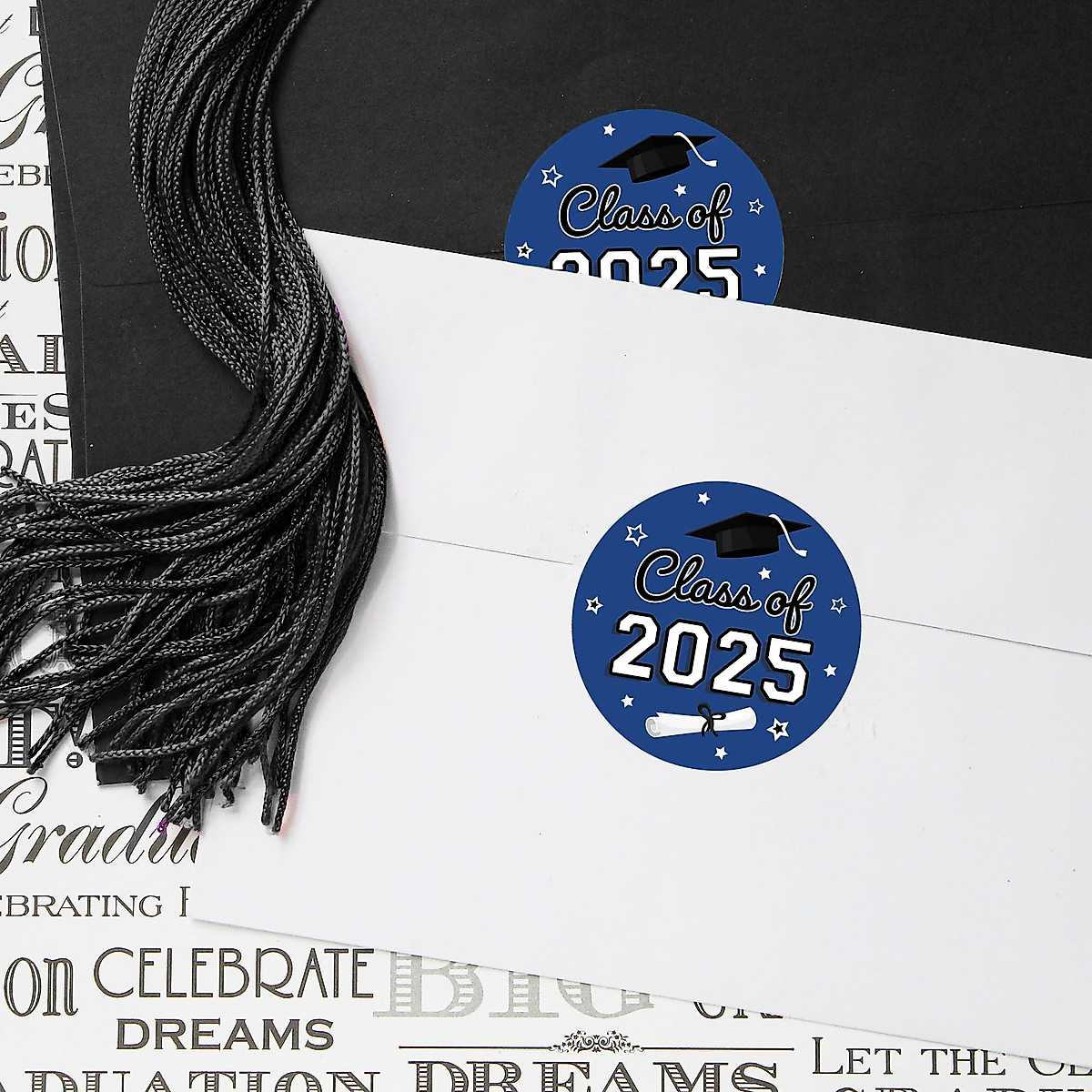 Graduation Class of 2024 Party Favor Stickers, Graduation Stickers for Envelopes, Bag Seals - 1.75 in. Round - 40 Labels (Gold Blue)