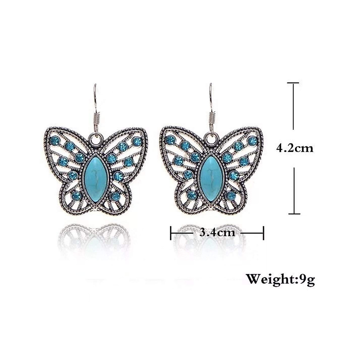 Cocazyw Silver Turquoise Bracelet and Earrings for Women Girl Retro Charm Gemstone Jewelry Set Pendant Necklace and Drop Earrings for Women Girl (style one)