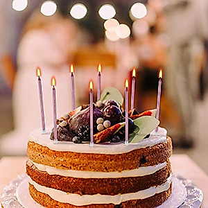 Beanlieve 24 Count Birthday Candles - Long Thin Cake Candles Slow Burning Candles for Birthday, Wedding, Lucky Party Decoration (Rose Gold)