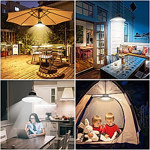 NIORSUN Solar Pendant Light, Upgraded Motion Sensor Light Outdoor Solar Lights Indoor Dimmable with Remote 3000K/4500K/6000K, 2x16.4ft Cable IP65 Waterproof for Shed, Barn, Gazebo, Patio(2 Pack)
