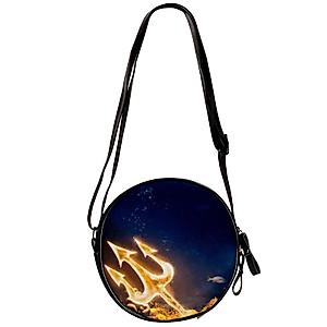 Sea Fire Trident Crossbody Bag for Women Circle Purse Shoulder Handbag Wallet Crossbody Purse Bag