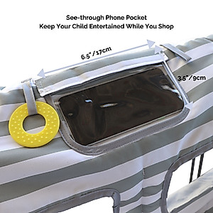 Suessie Shopping Cart Cover and High Chair Cover with Bolster Support Pillow, Gray and White Stripe with Cushion