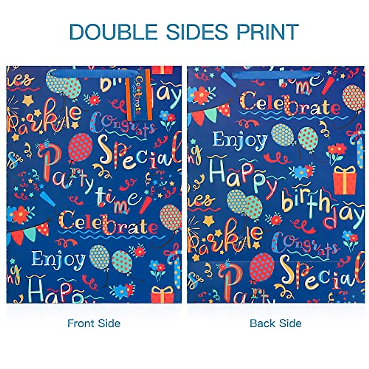 16.5" Gift Bags for Birthday Party - Extra Large Gift Bags with Greeting Card, Tag, Tissue Paper - 2 Pack