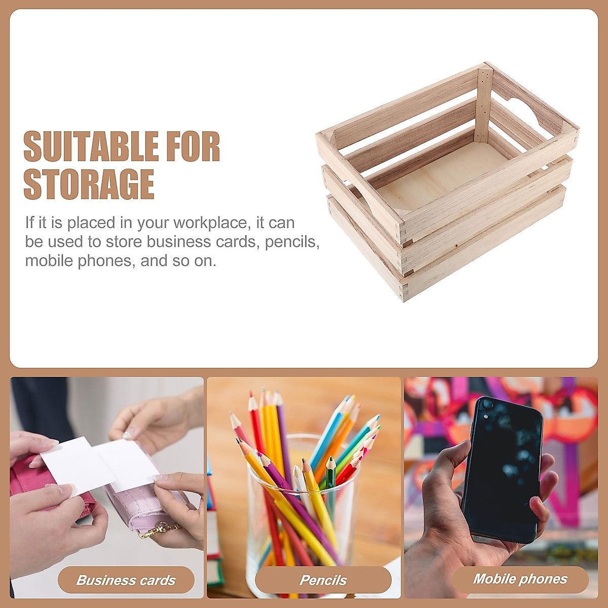 Garneck 1pc Wooden Storage Box Display Basket Storage Bins Bamboo Storage Cabinet Wooden Barrel Planter Unfinished Crates for Craft Wooden Key Organizer Fruit Crates Desktop Container