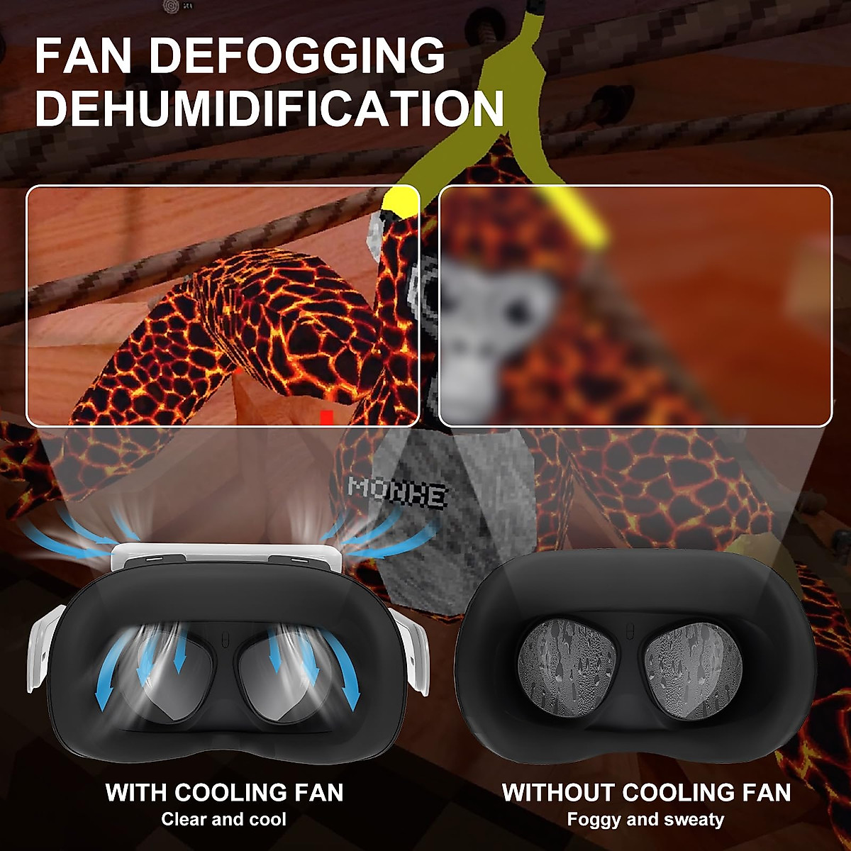 Hibloks Quest 2 Fan Cooling Mask for Meta/Oculus Quest 2 Accessories, Circulated Ventilation Eliminates Glasses Fogging Defogger (Soft Lycra Cotton Mask)