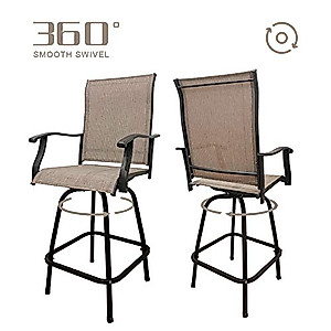 BANIROMAY Swivel Bar Stools All-Weather Patio Furniture, 2 Pack Textilene Patio Bar Chairs with Metal Frame, for Bistro Lawn, Garden, Backyard