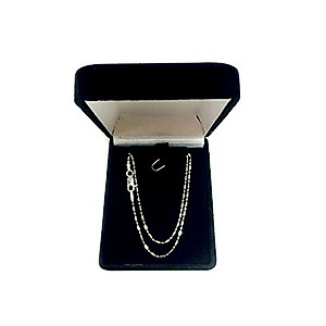 Jewelry Affairs Sterling Silver Rhodium Plated & Diamond Cut Bead Chain Necklace, 20"