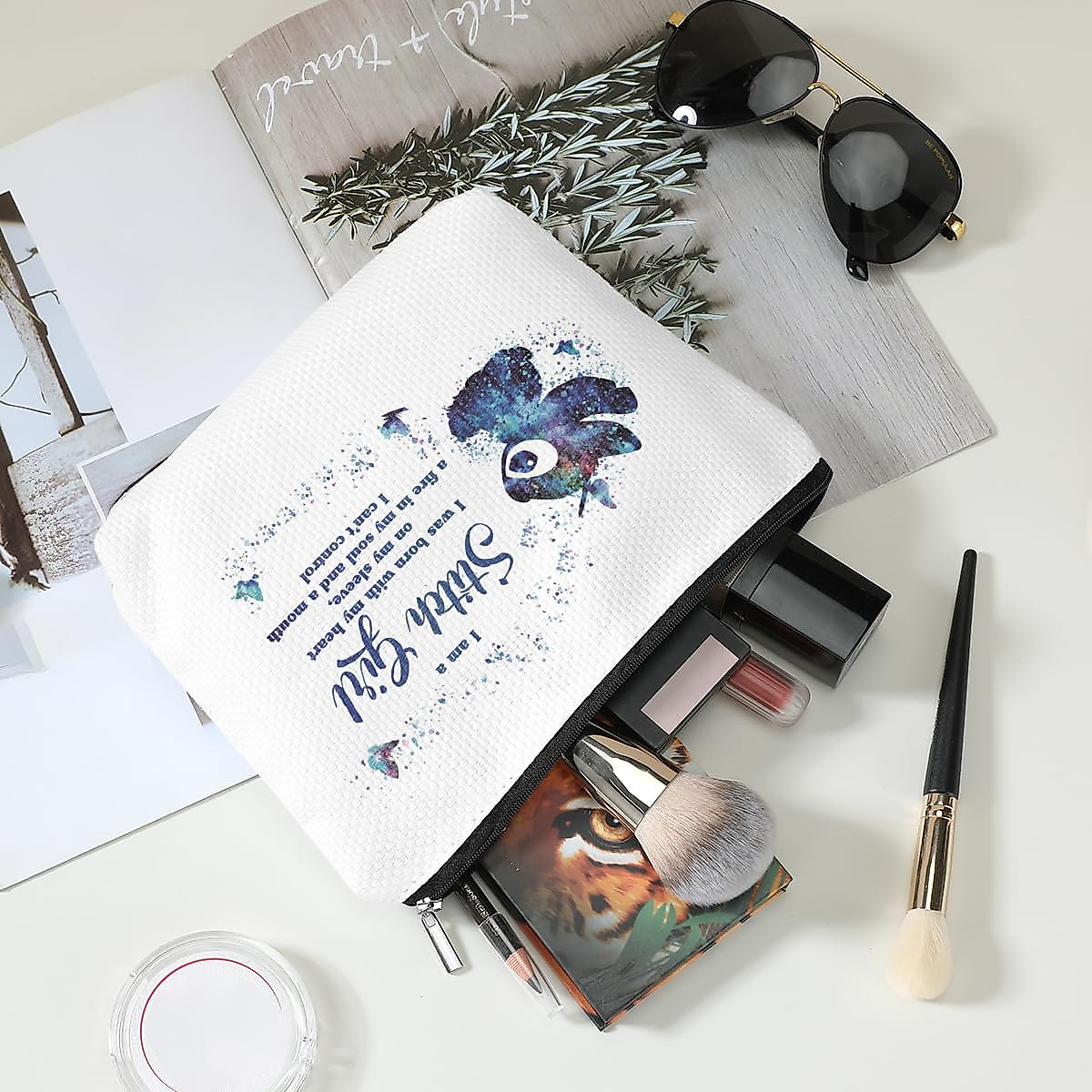 Stitch Girl Cosmetic Bag For Fans Cartoon Love Gift Hawaiian Bags Party Merch Inspired Fans Gifts Travel Makeup Bag Zipper Pouch Cosmetic Bag Toiletry Bag Gifts for Women Teen Girl Friends