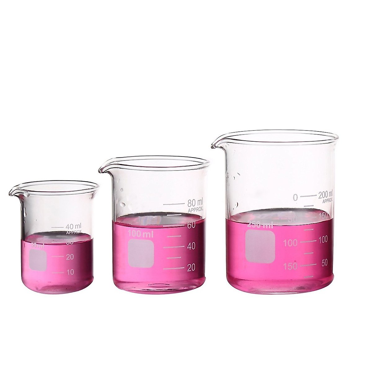Glass Measuring Low Form Beaker Set 50ml 100ml 250ml and Thick Glass Graduated Measuring Cylinder Set 5ml 10ml 50ml 100ml