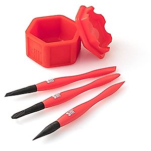 Sili Glue Pod and 3 Sili Micro Glue Brushes with Multi Purpose Sealable Lid/Glue Brush Holder • Fine Tip • Chiseled Tip and Flat Tapered Tip Brushes for Arts • Crafts • Models and Woodworking