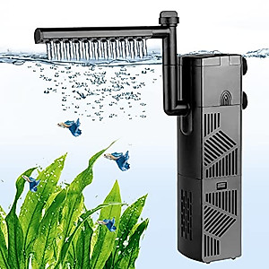 hygger Aquarium Internal Filter, Adjustable Submersible Power Filter with Multiple Function, Ultra Quiet Biochemical Sponge Filter for 2 to 30 Gallons Fish Tank (120GPH, for 10-20 Gallon)