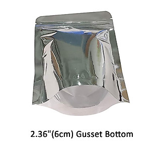 Belinlen 100 PACK 4 x 6 Inch Zipper Mylar Bags Stand Up Mylar Zip Lock Bags Clear Silver Bags Reusable Food Storage Aluminum Foil Pouch Bags for Multipurpose with Gusset Bottom(5.5mil Thickness)