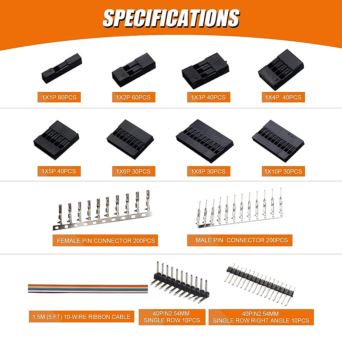 SWANAMB Crimping Tool Kit, AWG23-17 Self-adjustable Ratchet Wire Crimper Plier Set Crimping tools Kit with 1550PCS Male and Female 2.54mm dupont Terminals Crimping Connectors Wire End Ferrules
