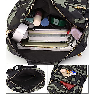 UTO Camo Waterproof Backpack for Women Durable Nylon Multipurpose Roomy Multi pockets Travel Business Shoulder Bag Zoya Camo Green