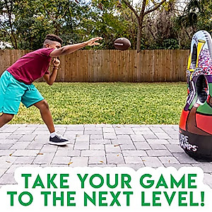 Franklin Sports Kids Football Target Toss Game - Inflatable Football Throwing Target Toy with Soft Mini Footballs - Fun Kids Football Toy Toss Game - Inflatable Indoor + Outdoor Sports Game 45 In.