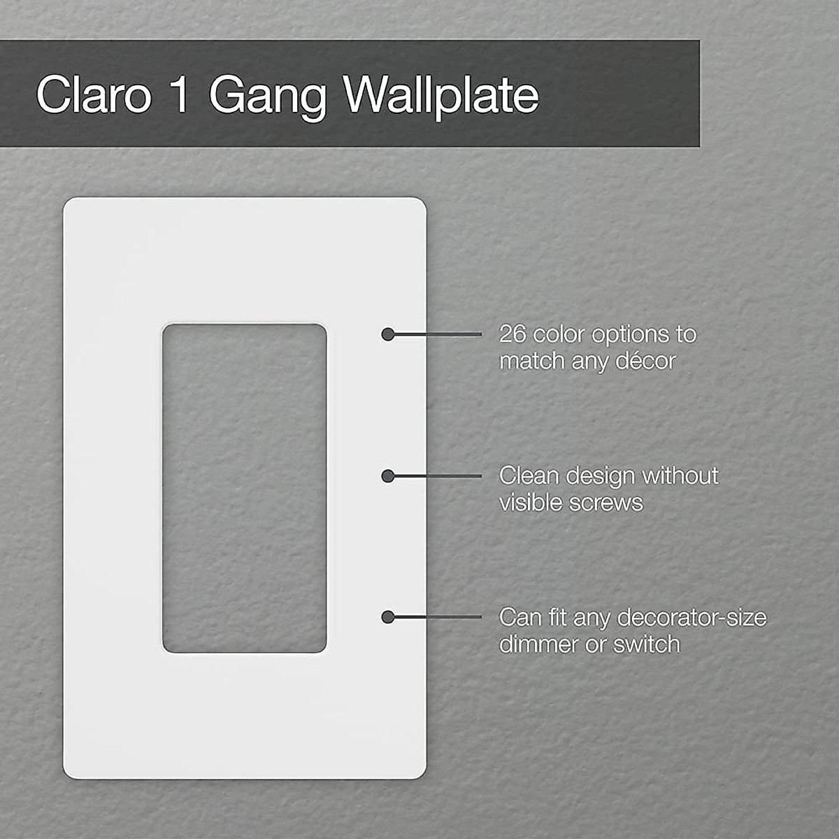Lutron Claro 1 Gang Decorator/Rocker Wallplate, Gloss, White (96-Pack) | CW-1-WH-96