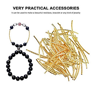 200pcs Long Curved Noodle Tube 35mm Gold Twist Spacer Beads Copper Curved Beads DIY Jewelry Making Accessories Tube Beads for Necklace Bracelet