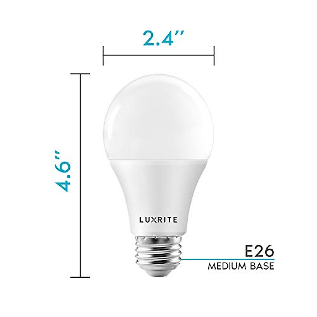 LUXRITE A19 LED Light Bulbs 100 Watt Equivalent Dimmable, 3500K Natural White, 1600 Lumens, Enclosed Fixture Rated, Standard LED Bulbs 15W, Energy Star, E26 Medium Base - Indoor and Outdoor (4 Pack)