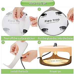 Flea Traps for Inside Your Home,Sticky Flea Trap,Flea Treatment with Light Refills and Sticky Pads,Electronic Flea Light Trap for Indoor,Flea Bombs for Home,Flea Killer for Home (Beige, 2 Pack)
