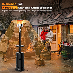 Toolsempire 48,000 BTU Patio Heater Propane Heater, Outdoor Heater Propane with Wheels & Adjustable Shelf, Gas Patio Heater for Outdoor Use, Garden, Yard (Black)