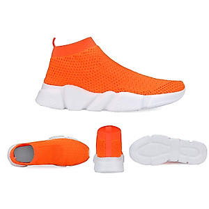VAMJAM Men's Socks Sneakers Slip On Lightweight Breathable Comfortable Fashion Walking Shoes Orange Size 10.5