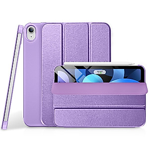 DTTO Case for New iPad Air 11 inch M2 / iPad Air 5th&4th Generation 10.9 Inch, Hard Back Sparkled and Sheen Front Cover for iPad Air Case 2024/2022/2020, Support 2nd Gen Pencil Charging - Purple