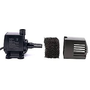 EcoPlus Eco 396 Water Pump Fixed Flow Submersible Or Inline For Aquariums, Ponds, Fountains & Hydroponics - UL Listed, 396 GPH, Black