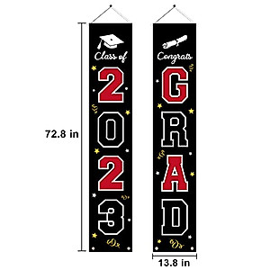 2023 Graduation Banner Decorations - Porch Sign Set Red White Black Welcome Door Décor Party Favors Supplies For Indoor Outdoor