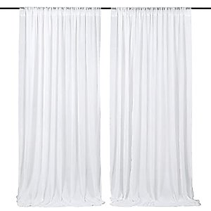 White Backdrop Curtains 10ft x 10ft Chiffon Photo Back Drop Drapes for Wedding Birthday Parties Baby Decorations 2 Panels 5ft x 10ft