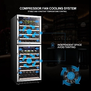 Lanbo Built-in Dual Zone Wine Cooler with Double-Layer Glass Door, 133 Bottle