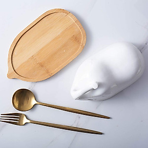 Elephant large butter dish Butter Dish Ceramic Butter Holder Animal Butter Tray with Lids Elephant Butter Keeper Container Margarine Holder Cheese Board Ceramic Food dinner plates Plate fruite plate