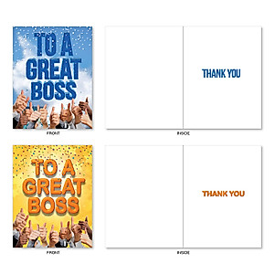 The Best Card Company Great Boss - 20 Assorted Boxed Boss Thank You Note Cards with Envelopes (4 x 5.12 Inch) - Hands Held Out in Appreciation AM5862BYG-B2x10