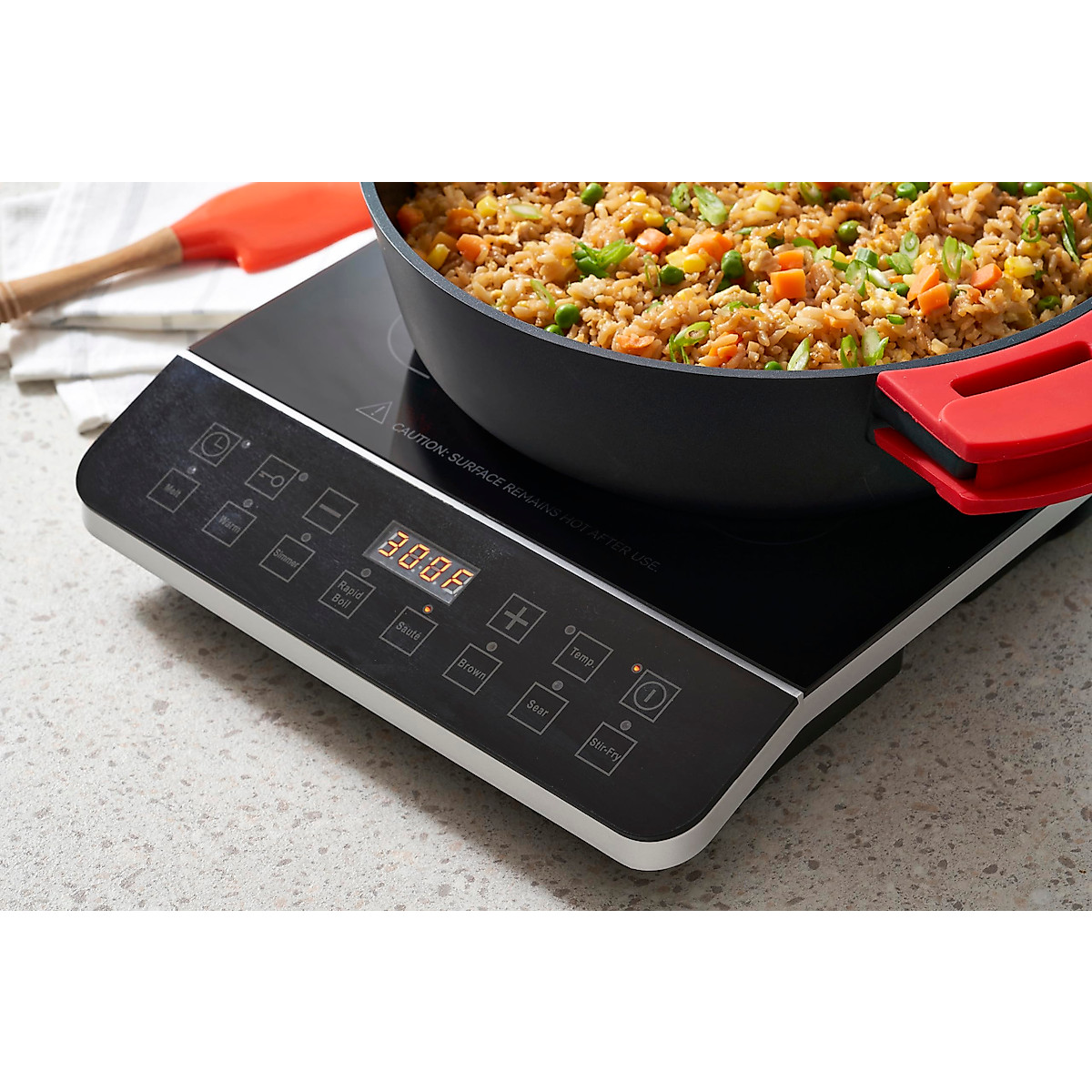 Zavor Onyx Induction Cooktop, Electric Burner with 8 Quick Launch Buttons, Energy-Efficient Burners for Cooking up to 50% Faster, Cool Touch Surface, Safety Lock, Slanted Panel, 180 Minutes Timer
