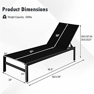 LIRUXUN 2 Piece Recliner Chair Aluminium Adjustable Recliner Black