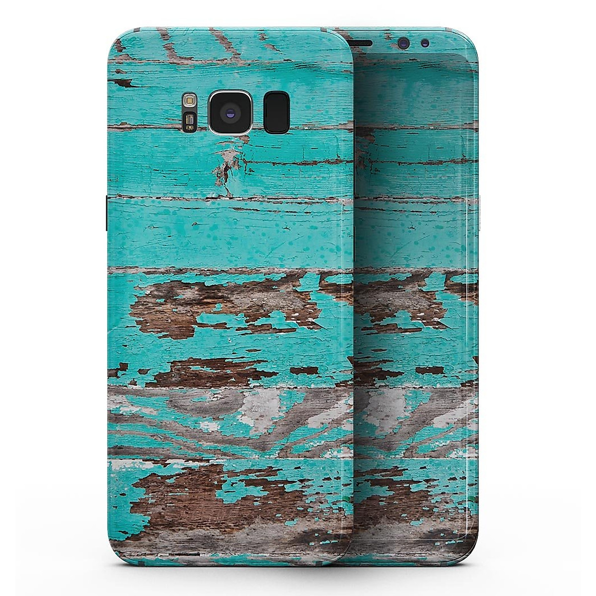 Design Skinz Design Skinz Turquoise Chipped Paint on Wood Full-Body Wrap Decal Skin-Kit for The Galaxy S9