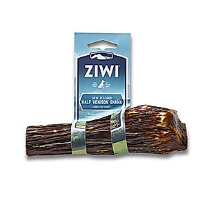 ZIWI Venison Deer Shank – Dog Bone Chew – All Natural, Air-Dried, 2 in 1 Bone Treat Wrapped in Beef Esophagus (Half Shank)