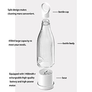 Portable Blender, Personal Size Blender, Battery Powered USB Blender, with Four Blades, Mini Blender Travel Bottle for Juice, Shakes, and Smoothies (Pink)